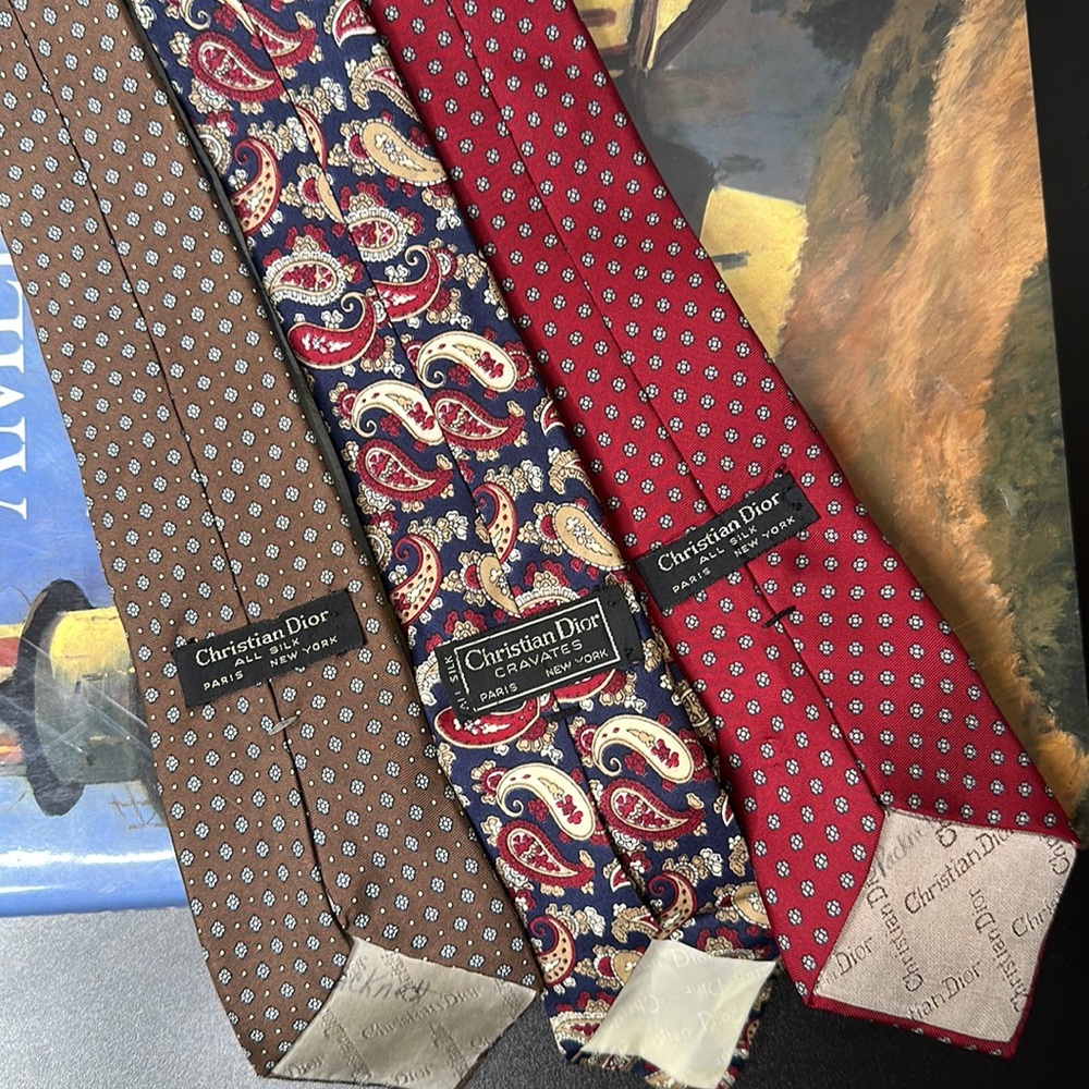 Three Vintage Christian Dior Silk Ties - Gem